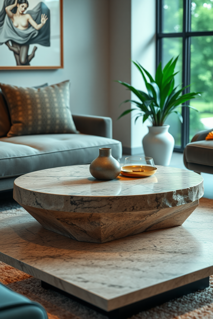 10 Ideas and Inspiration for Stone Coffee Tables - afullmug.com